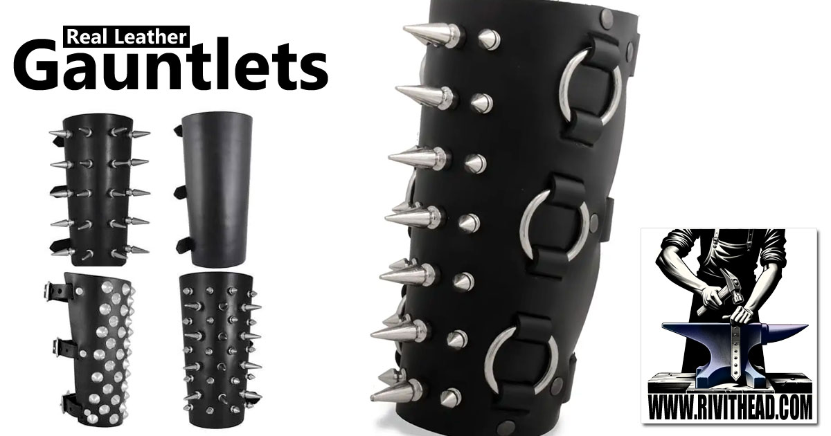 Rivithead's Real Leather Gauntlets and Spiked Bracers