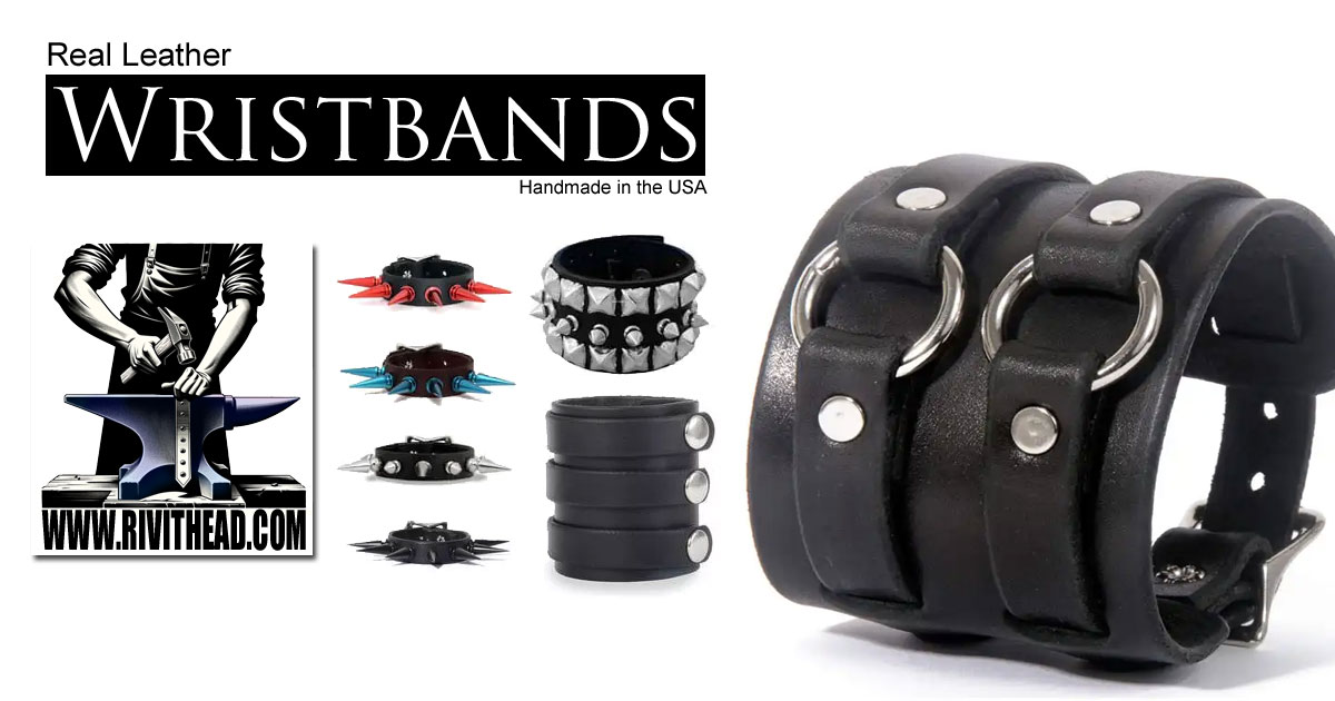 Real Leather Wristbands & Bracelets by Rivithead