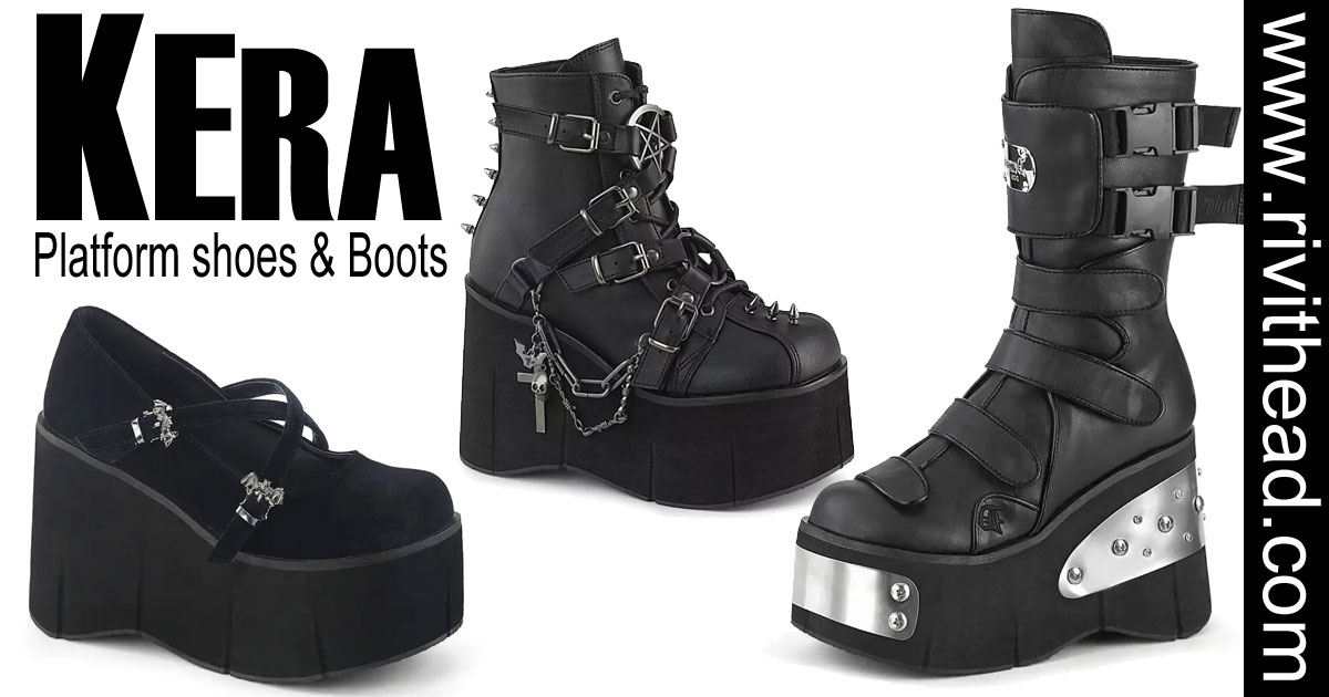 Demonia Kera Boots and Shoes Featuring a 4 1/2" Tall Platform