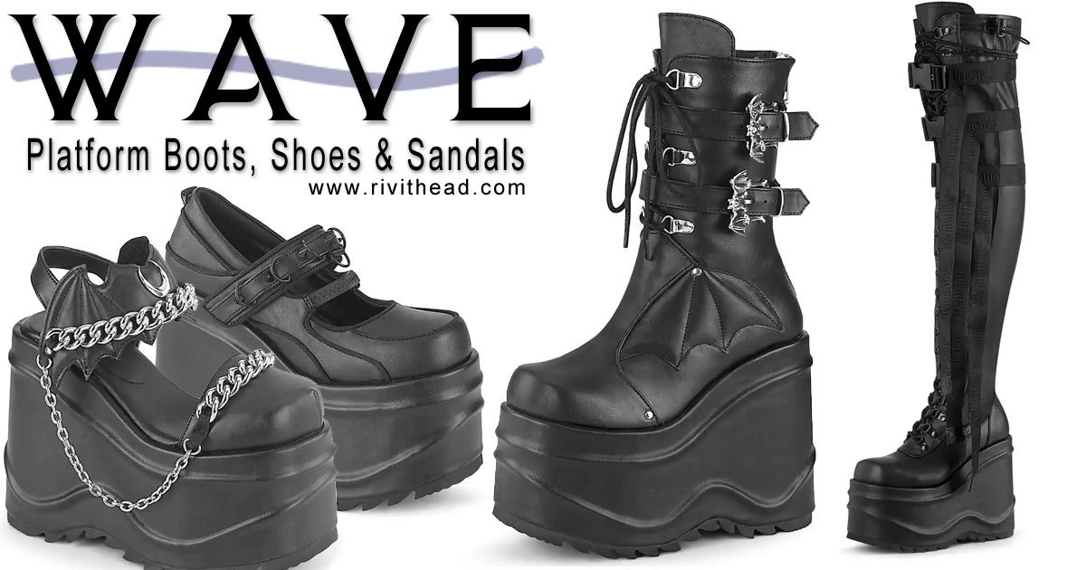 Demonia Wave Gothic Platform Boots, Shoes & Sandals
