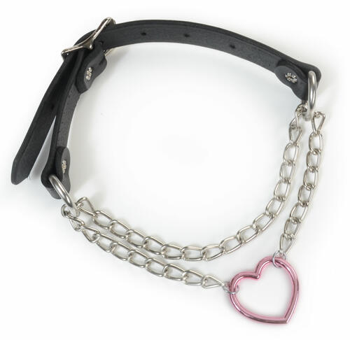 Pink Heart Chain Leather Choker Bold Sweet and Edgy