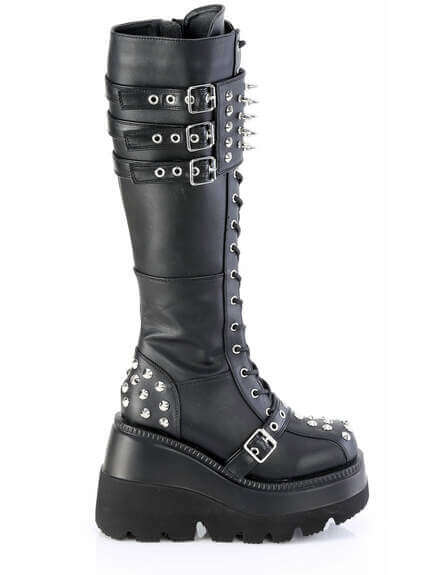 SHAKER-225 - Spikey Knee High Platform Boots