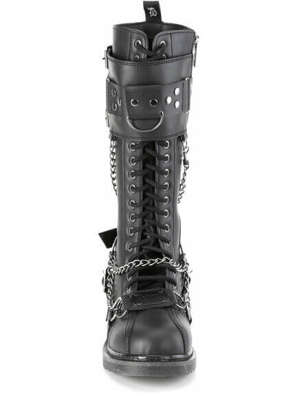 BOLT-415 Black Knee High Chained Combat Boots