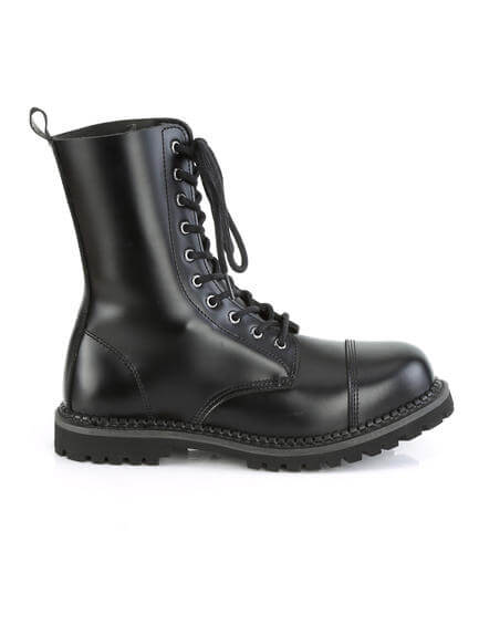 RIOT-10 Black Leather Steel Toe Combat Boots