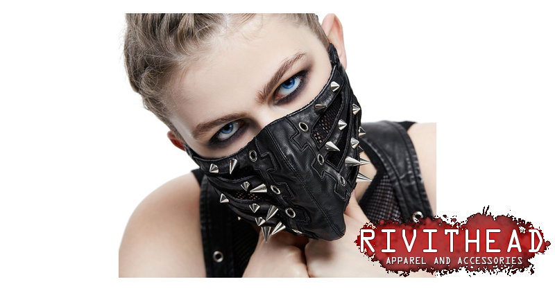 Catastrophic Gears Faux Leather Gothic Face Mask