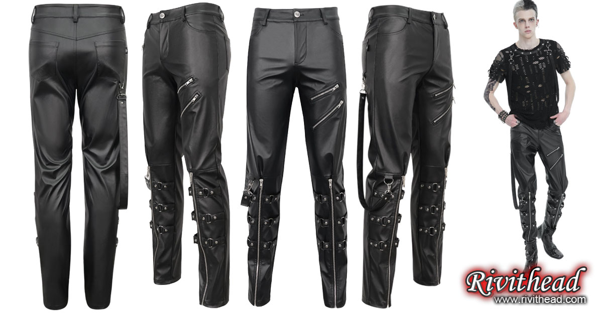 Nightfall Obsidian Men's Faux Leather Pants | Rivithead