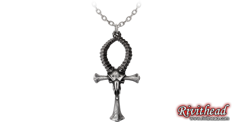 Ankh of Ammon Ram Skull Necklace by Alchemy Gothic