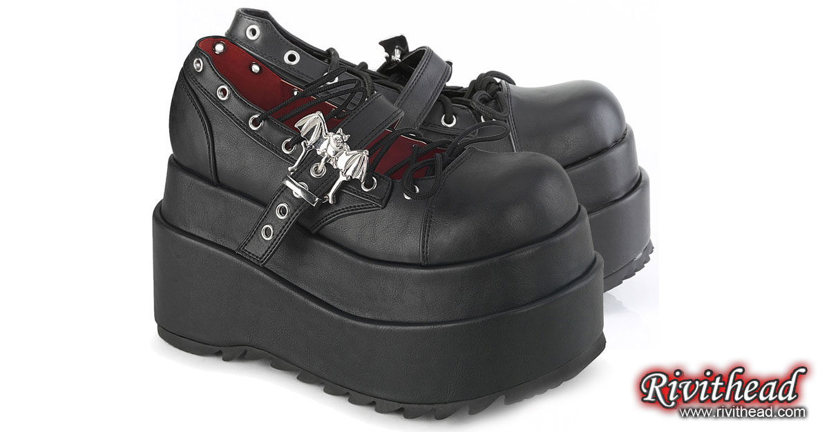 BEAR-23 Bat Buckle Platform Shoes