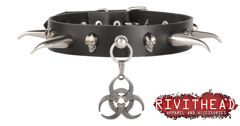 Biohazard Black Leather Choker