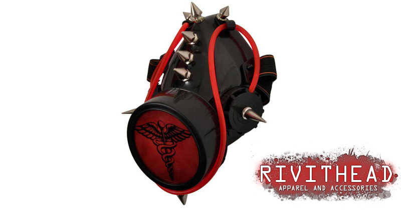 Cadeceus Respirator – Red Cyber Mask with UV Tubing & Spikes