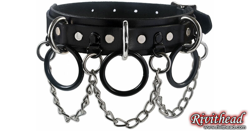 Gothic Chain and Ring Leather Choker – Rivithead