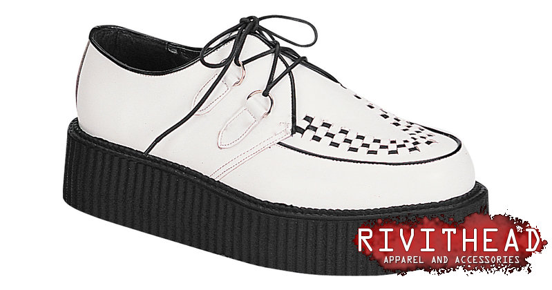 CREEPER-402 White Leather Creeper Shoes