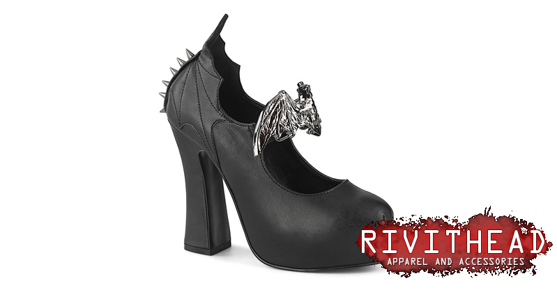 DEMON-18 Platform High Heels with Bat and Spikes