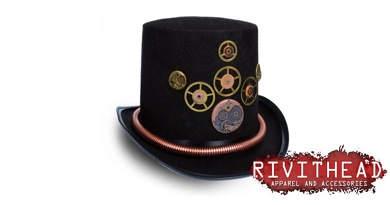 Steampunk Gears Top Hat - Stylish Black Hat with Gear Design