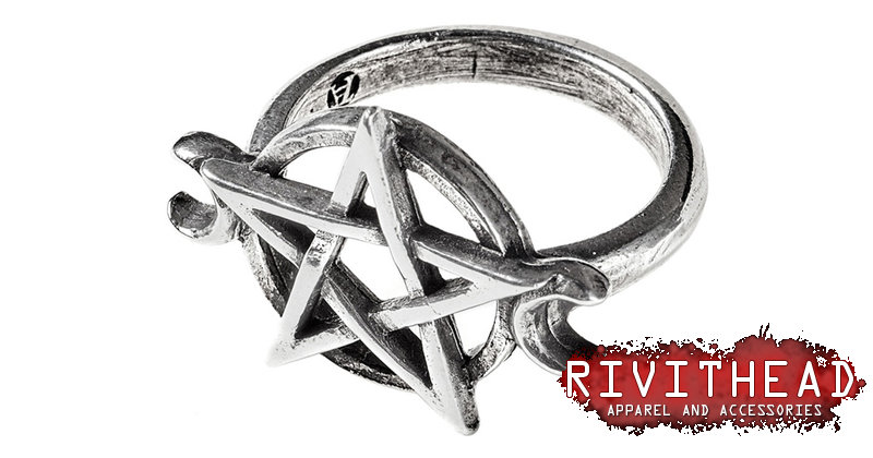 Goddess Ring - Pentagram Moon with Crescent Moons