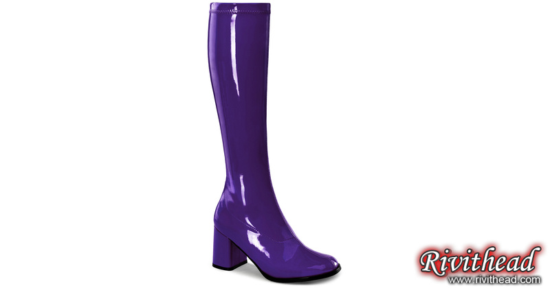 GOGO-300 Purple Patent Knee-High GoGo Boots 3 Inch Heel