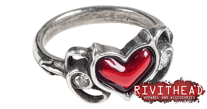Little Devil Red Heart Ring with Austrian Crystals