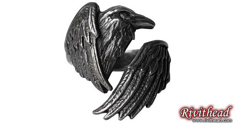 Gothic Raven Ring - Blackened Pewter Ring from Alchemy