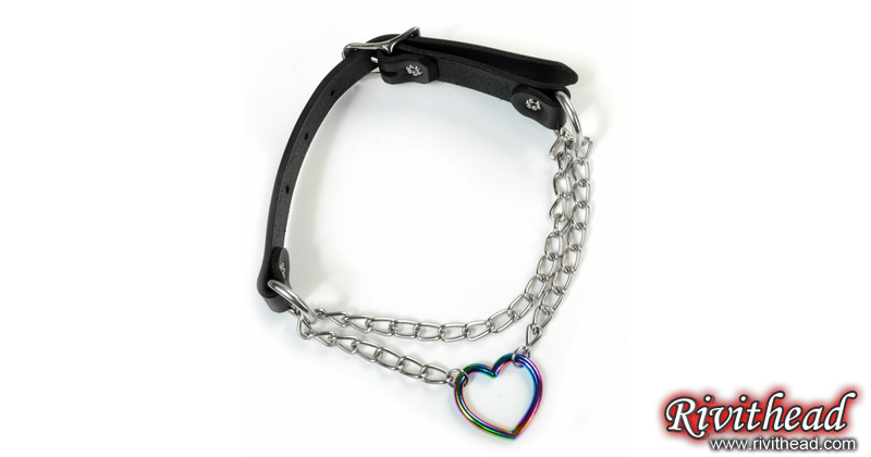 Rainbow Heart Chain Leather Slip Choker | Rivithead