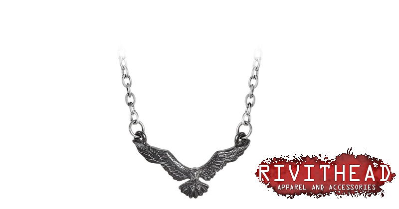 Ravenette Black Pewter Raven Pendant Necklace - 18" Chain