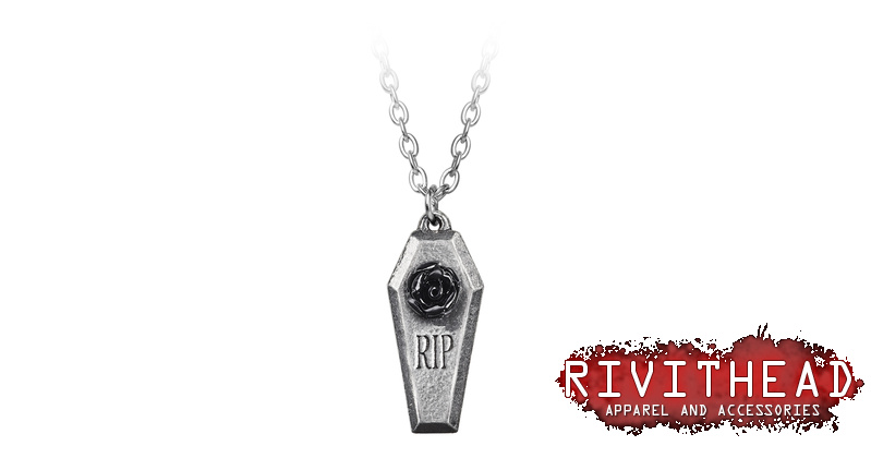 RIP Rose Pewter Pendant Necklace - Gothic Style Jewelry