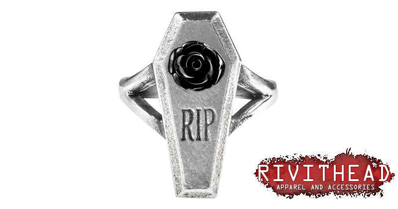 RIP Rose Coffin Ring - Gothic Pewter Jewelry