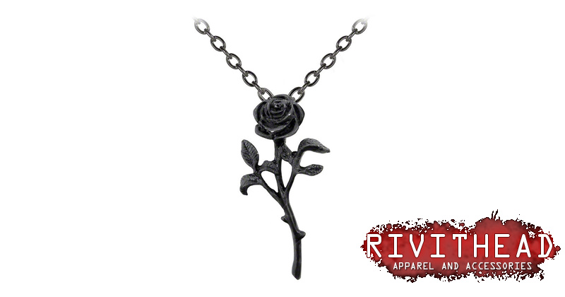 Romance Of The Black Rose Pendant Necklace - Gothic Alchemy