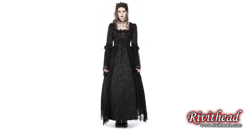 Shadow Empress Dress - Elegant Gothic Long Black Gown