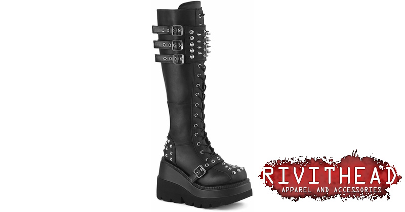 SHAKER-225 - Spikey Knee High Platform Boots