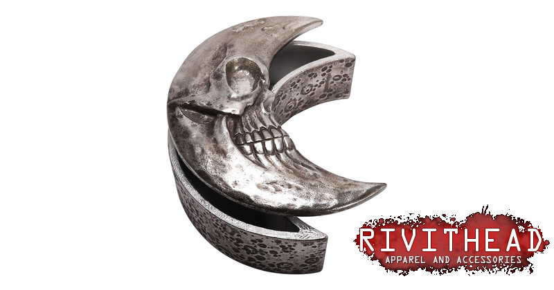 Silver Skull Moon Trinket Box - Gothic Style Storage
