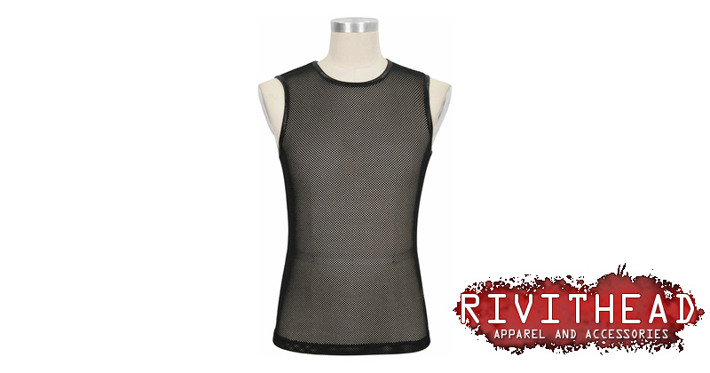 Men's Sleeveless Mesh Top - Black Large Mesh Top for Men
