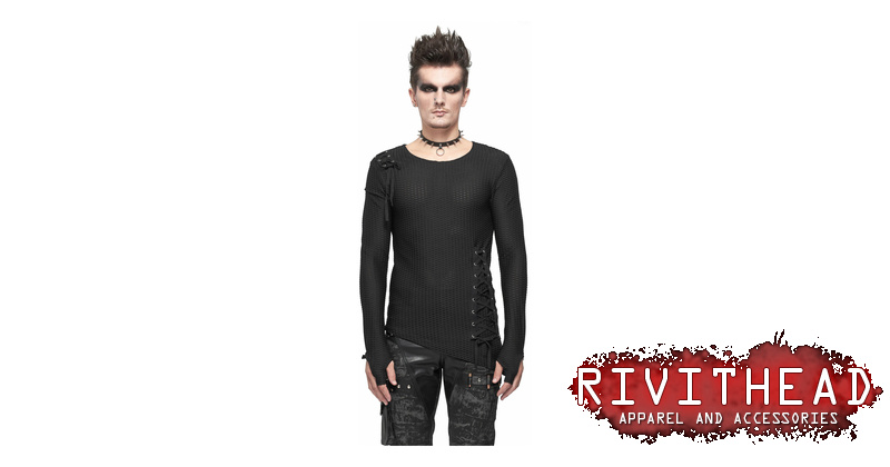 Stitch Punk Men's Top Large Mesh Shirt with Stitching
