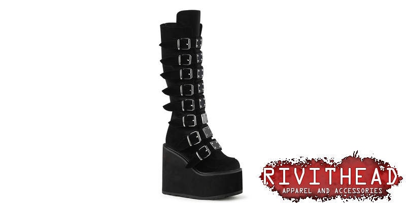 SWING-815 | Women's Black Velvet Platform Boots