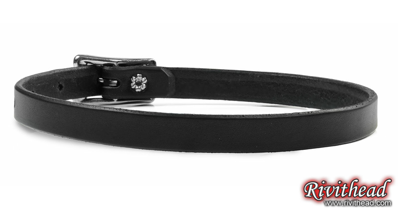 Thin Black Leather Choker, Handmade Real Leather, 1/2 inch