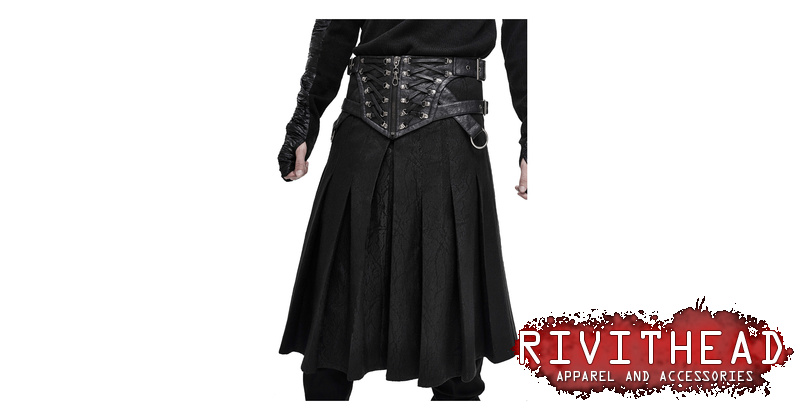 Assassin Men's Gothic Kilt with Buckles, Zipper, and Lacing