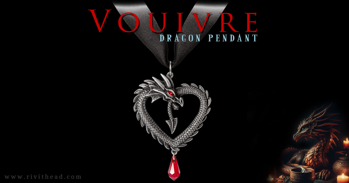 Vouivre Dragon Heart Necklace with Red Crystal Pendant